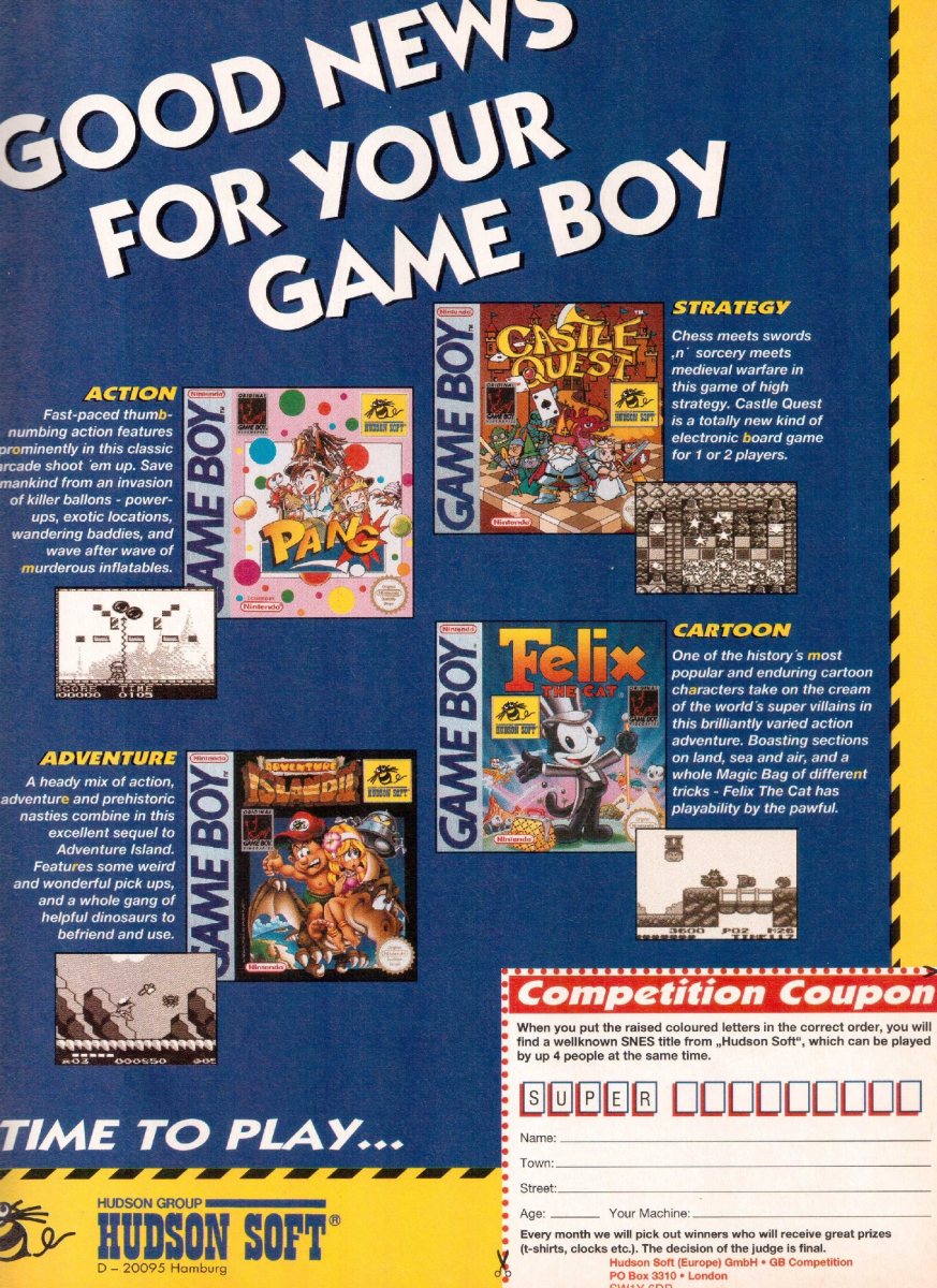 Good News for your Game Boy | Hudson Soft Werbung